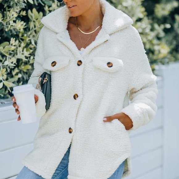 Coeur De Vague | Jackets & Coats | Coeur De Vague White Pocket Buttonup ...